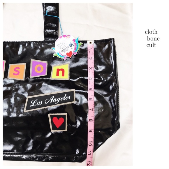 kitson | Bags | Nwt Kitson Los Angeles Black Vinyl Lrg Tote Bag | Poshmark